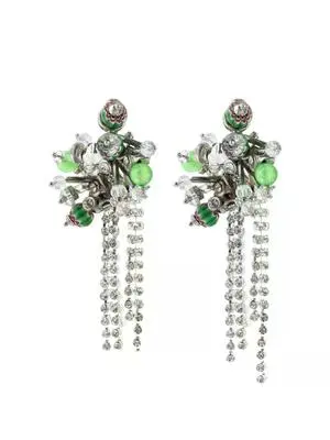 Dries Van Noten Beaded Drop Earrings - Silver