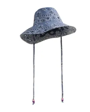CALL IT BY YOUR NAME Capeline Paisley Cotton Hat - Navy