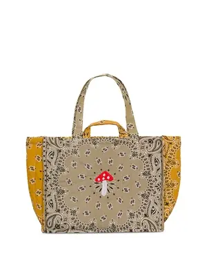 CALL IT BY YOUR NAME Maxi Cabas Matelasse Embroidered Shoulder Bag - Beige