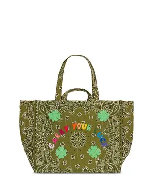 CALL IT BY YOUR NAME Maxi Cabas Matelasse Embroidered Shoulder Bag - Bronze