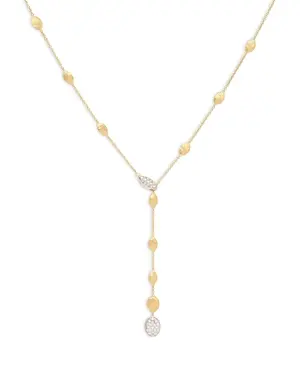 Marco Bicego 18k Yellow Gold, Diamond, And Textured Siviglia Lariat Necklace