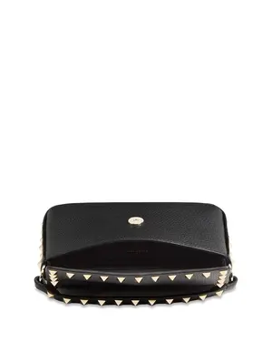 Valentino Garavani Rockstud Pebbled Leather Shoulder Bag - Black