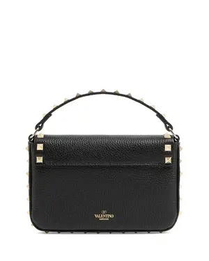 Valentino Garavani Rockstud Pebbled Leather Shoulder Bag - Black