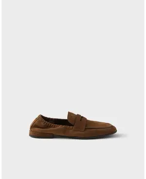 Prada Shuffle Nubuck Leather Loafers - Brown