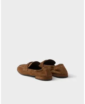 Prada Shuffle Nubuck Leather Loafers - Brown