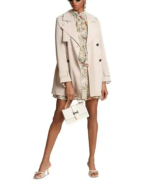 Avec Les Filles Drapey Mid Length Trench Jacket - Sandstone