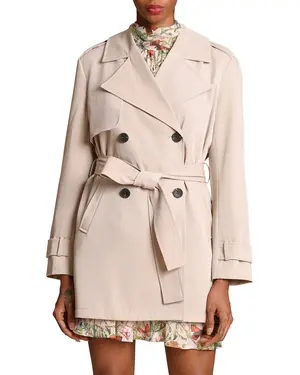 Avec Les Filles Drapey Mid Length Trench Jacket - Sandstone