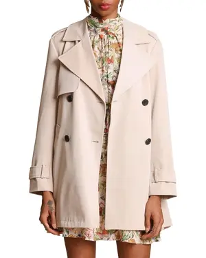 Avec Les Filles Drapey Mid Length Trench Jacket - Sandstone