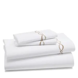 MATOUK Brando Embroidered Percale Sheet Set, California King Exclusive - Dune