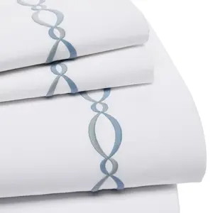 MATOUK Brando Embroidered Percale Sheet Set, California King Exclusive - Hazy Pool