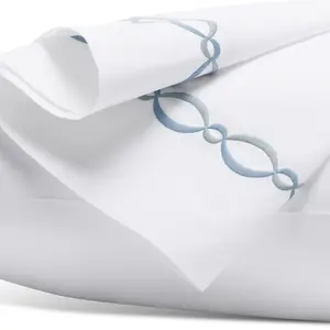 MATOUK Brando Embroidered Percale Sheet Set, California King Exclusive - Hazy Pool