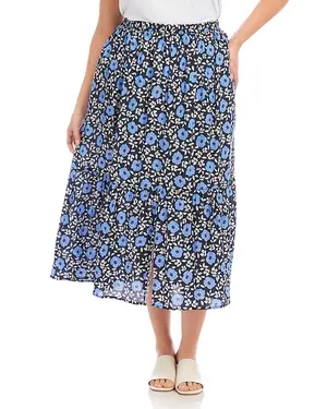 Karen Kane Front Slit Midi Skirt - Print