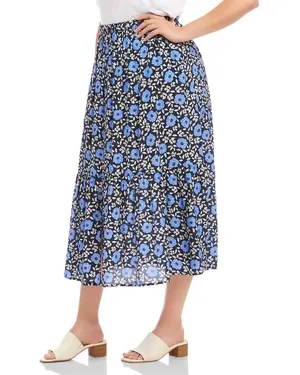 Karen Kane Printed Front Slit Midi Skirt