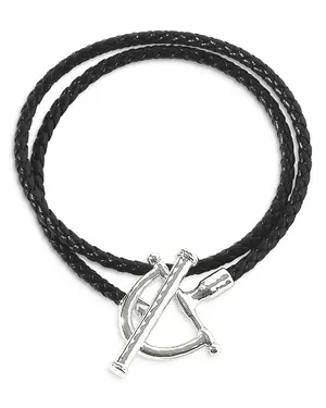 ANABEL ARAM Cheval Leather Wrap Bracelet Silver/black