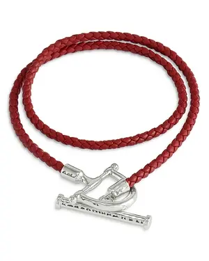 ANABEL ARAM Cheval Leather Wrap Bracelet Silver/rouge
