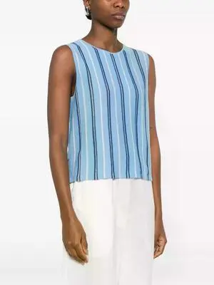 Eric Bompard Striped Sleeveless Top - Blue
