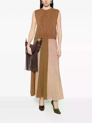 Eric Bompard Patchwork Ribbed Skirt - Brown