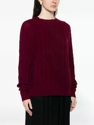 Eric Bompard Cable-knit Round-neck Sweater - Red