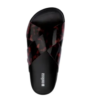 Melissa Cozy Cross Slides - Black/tortoise