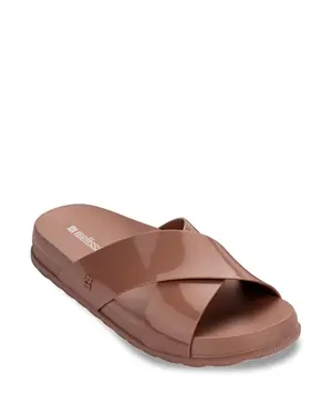 Melissa Cozy Cross Slides Brown