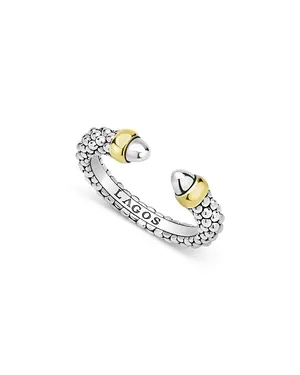 Lagos 14k Yellow Gold Sterling Signature Caviar Mini Versa Stacking Ring - Silver