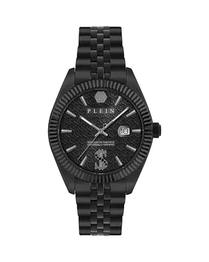 Philipp Plein Date Superlative Crystal Watch, 41mm - Black/black