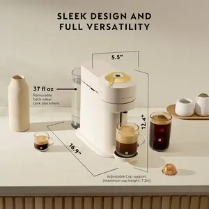 NESPRESSO Vertuo Next Premium Coffee And Espresso Maker De'longhi With Aeroccino Milk Frother - White Envwgae