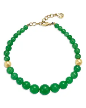 Bloomingdale'S Dyed Jade Graduated Beaded Bracelet In 14k Yellow Gold - Green