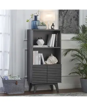 MODWAY Render Display Cabinet Bookshelf - Charcoal
