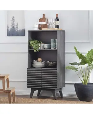 MODWAY Render Display Cabinet Bookshelf - Charcoal