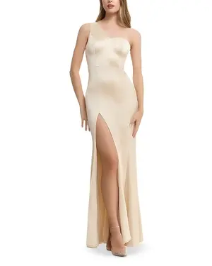Dress The Population Magdalynn Asymmetrical Gown - Champagne