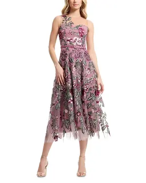 Dress The Population Rosemary Sweetheart Belted Illusion Dress - Blush Multi