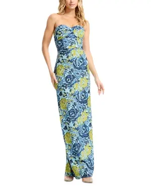 Dress The Population Vada Strapless Sweetheart Gown - Sky Multi
