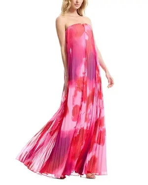 Dress The Population Kelston Strapless Pleated Dress - Blush Multi