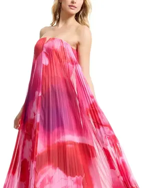 Dress The Population Kelston Strapless Pleated Dress