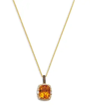Bloomingdale'S Citrine And Diamond Halo Pendant Necklace - Gold