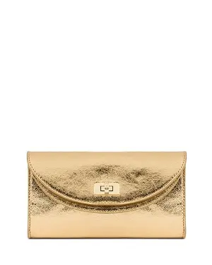 Sandro Mambo Metallic Leather Clutch - Gold