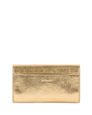 Sandro Mambo Metallic Leather Clutch - Gold