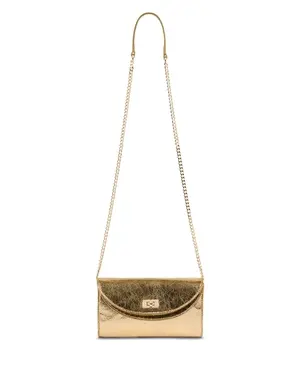 Sandro Mambo Metallic Leather Clutch - Gold