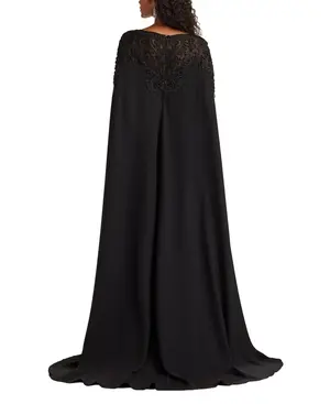 Tadashi Shoji Embroidered Cape Gown