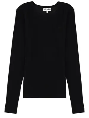 GANNI Long Sleeve Top With Logo
