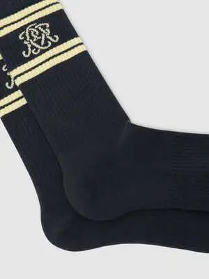 REISS Maurice Monogram Ribbed Socks