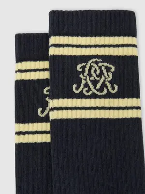 REISS Maurice Monogram Ribbed Socks