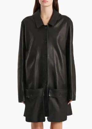 Khaite Harmon Coat In Washed Leather