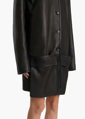 Khaite Harmon Coat In Washed Leather