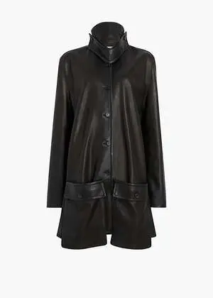 Khaite Harmon Leather Coat - Black