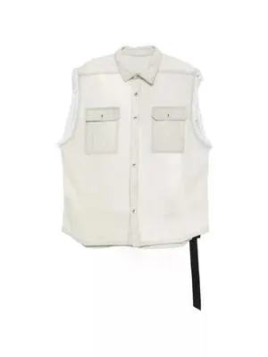 Rick Owens Frayed Pocket Sleeveless Shirt Jacket
