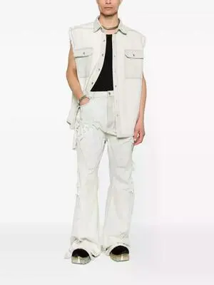 Rick Owens Frayed Pocket Sleeveless Shirt Jacket