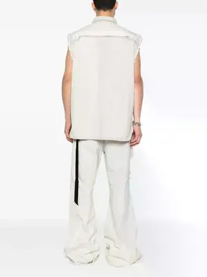 Rick Owens Frayed Pocket Sleeveless Shirt Jacket