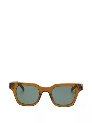 Saint Laurent Logo Square-frame Sunglasses - Brown